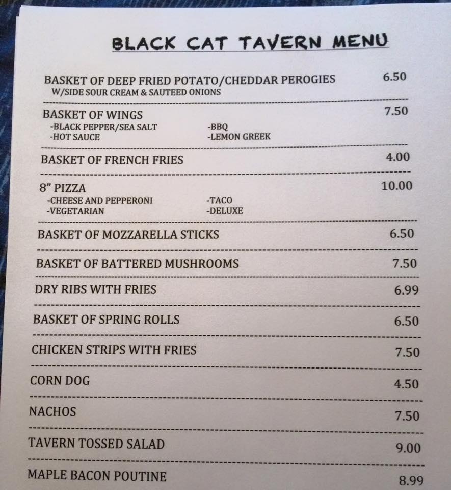 Menu at Black Cat Tavern pub & bar, Riceton