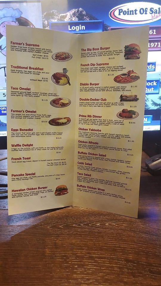 Menu at Daniel's Kitchen restaurant, Selah