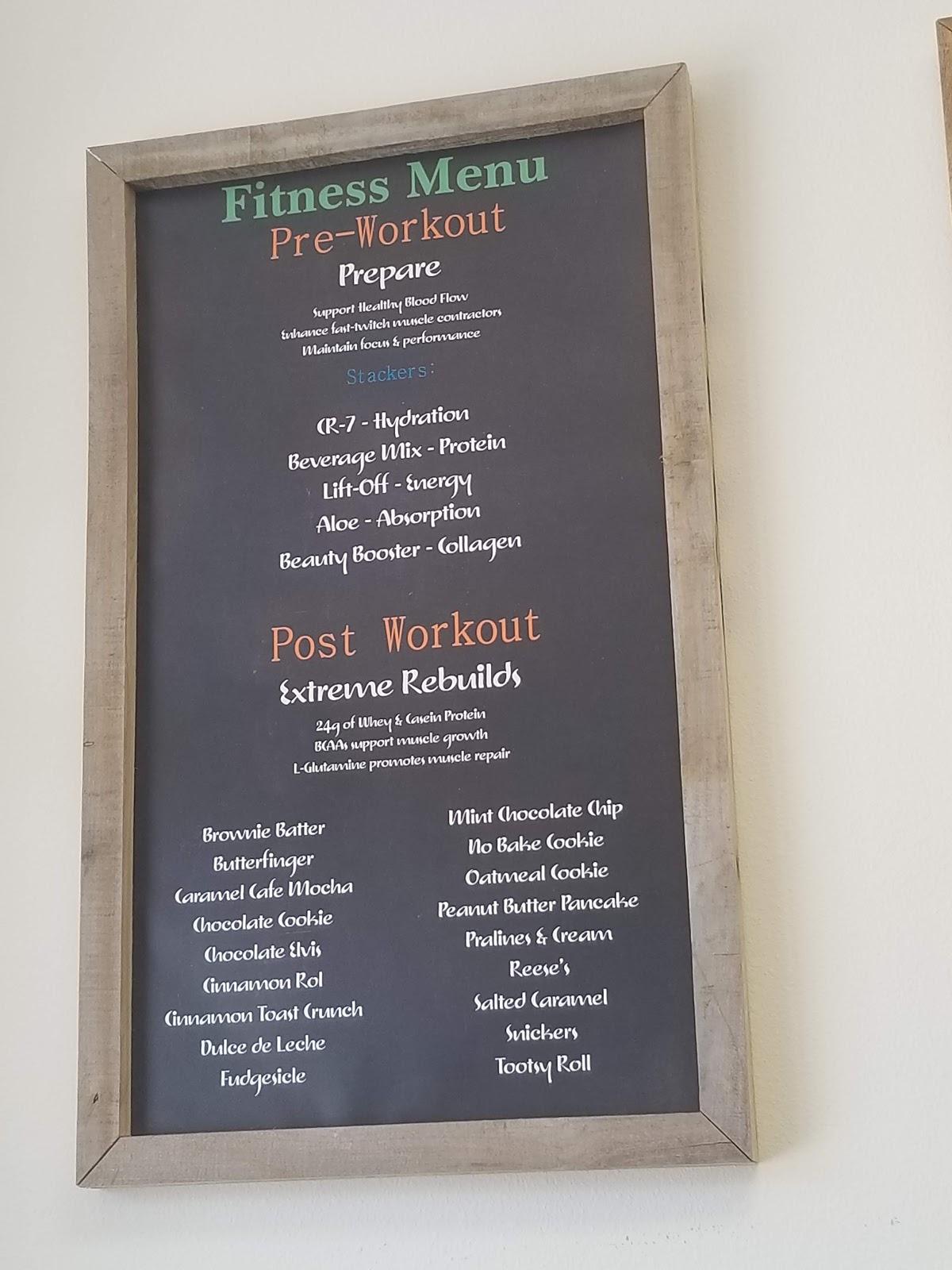 Menu at Happy's Nutrition restaurant, Bossier City