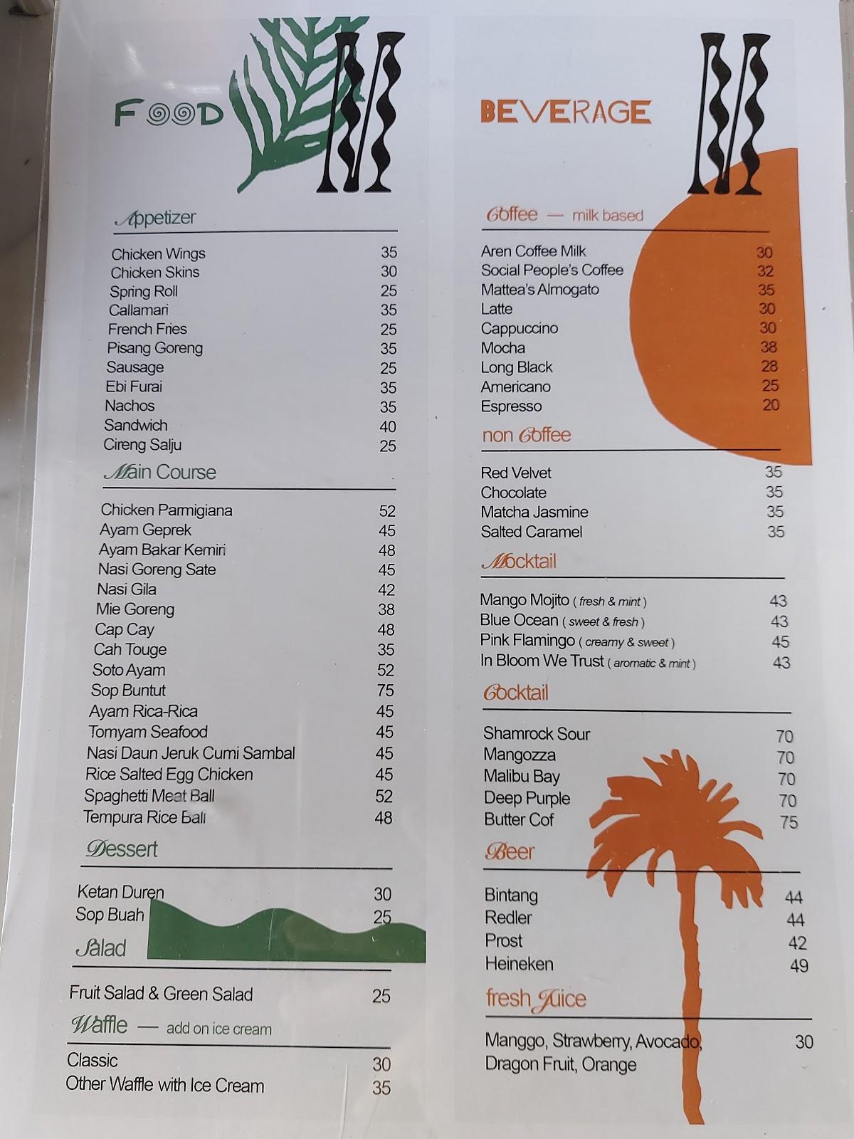 Menu at Mattea Social Space - Cempaka Putih cafe, Central Jakarta