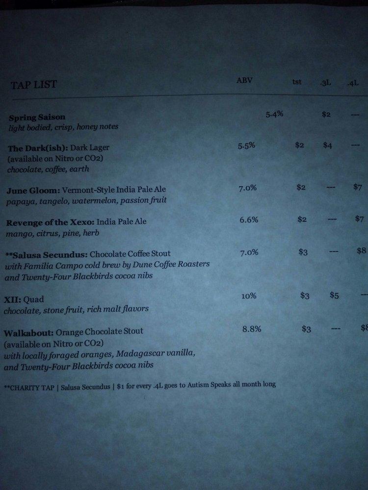 Menu at Third Window Brewing Santa Barbara, Santa Barbara