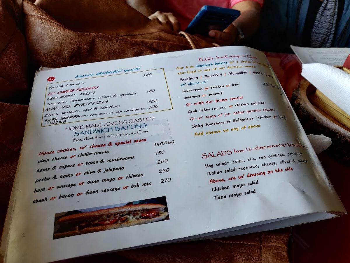 Menu at Cloud Cafe, Kodaikanal