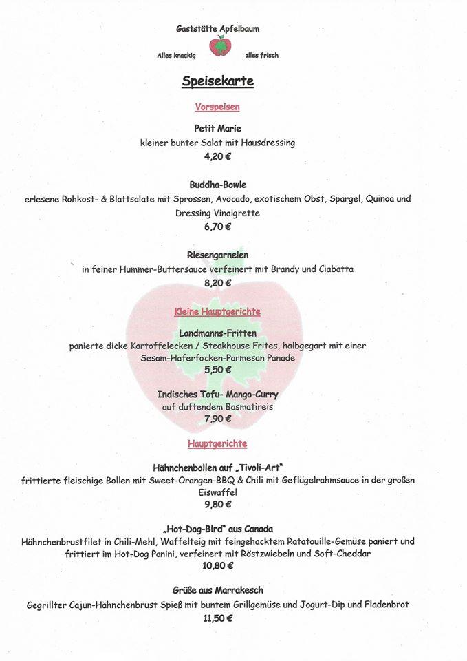 Menu at Gaststätte Apfelbaum pub & bar, Essen