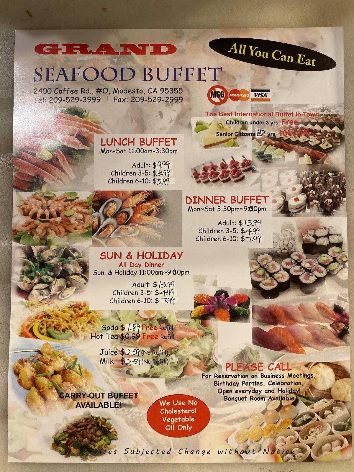 Menu at Grand Buffet restaurant, Modesto