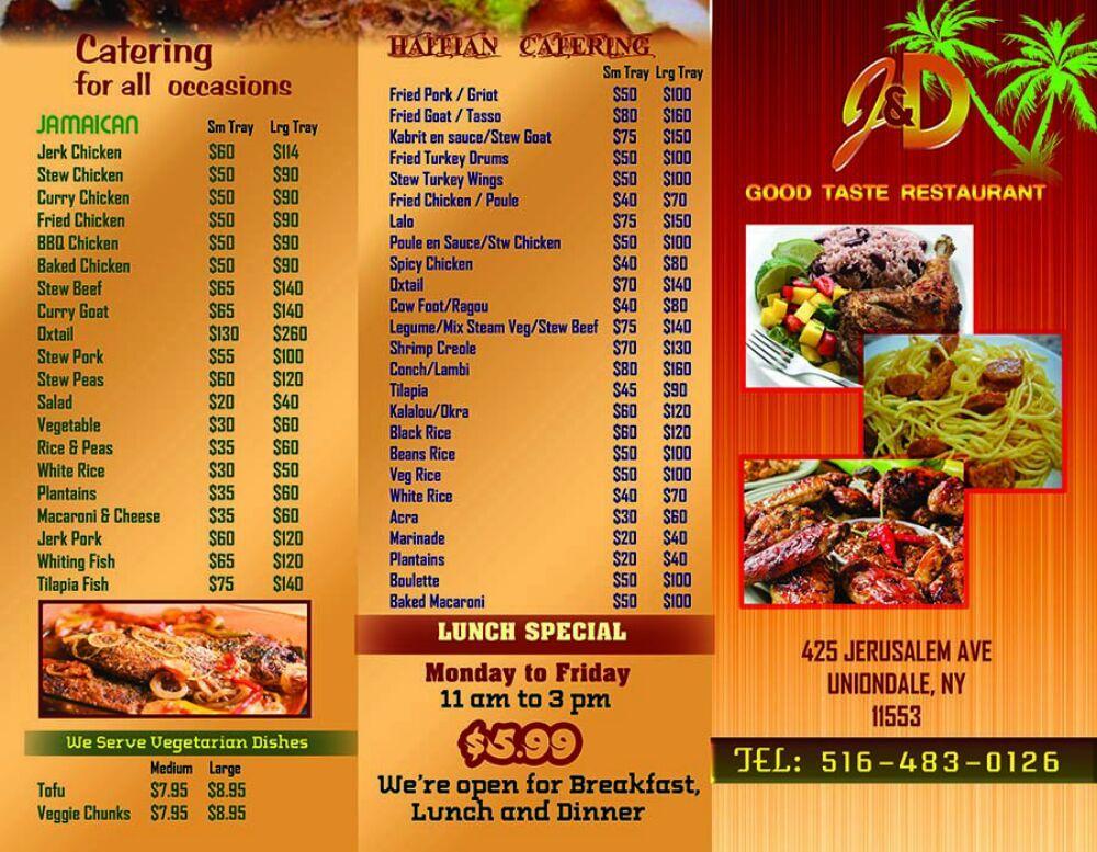 Menu at J&D Good Taste restaurant, Uniondale
