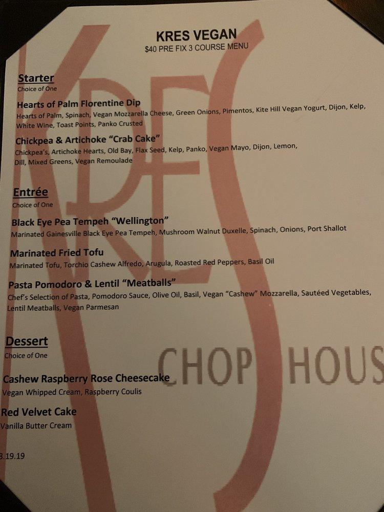 Menu at Kres Chophouse pub & bar, Orlando