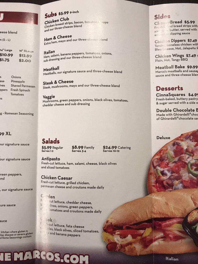 Menu at Marco's Pizza pizzeria, Boiling Springs, 105 McMillin Rd