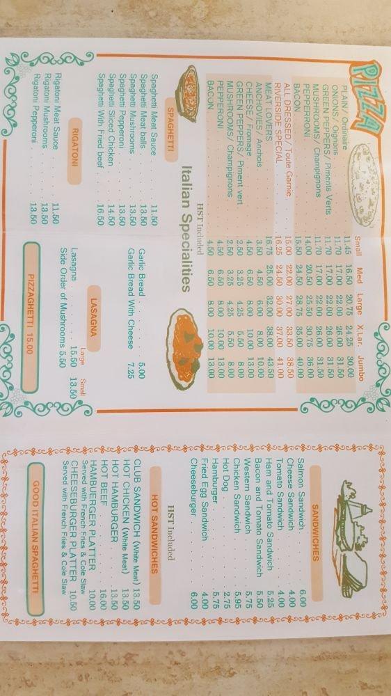 Menu at Riverside Restaurant, Cornwall