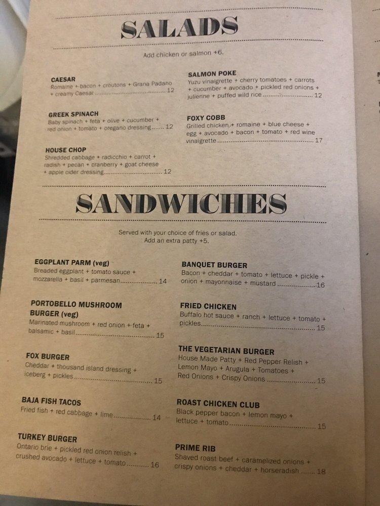 Menu at The Fortunate Fox pub & bar, Toronto