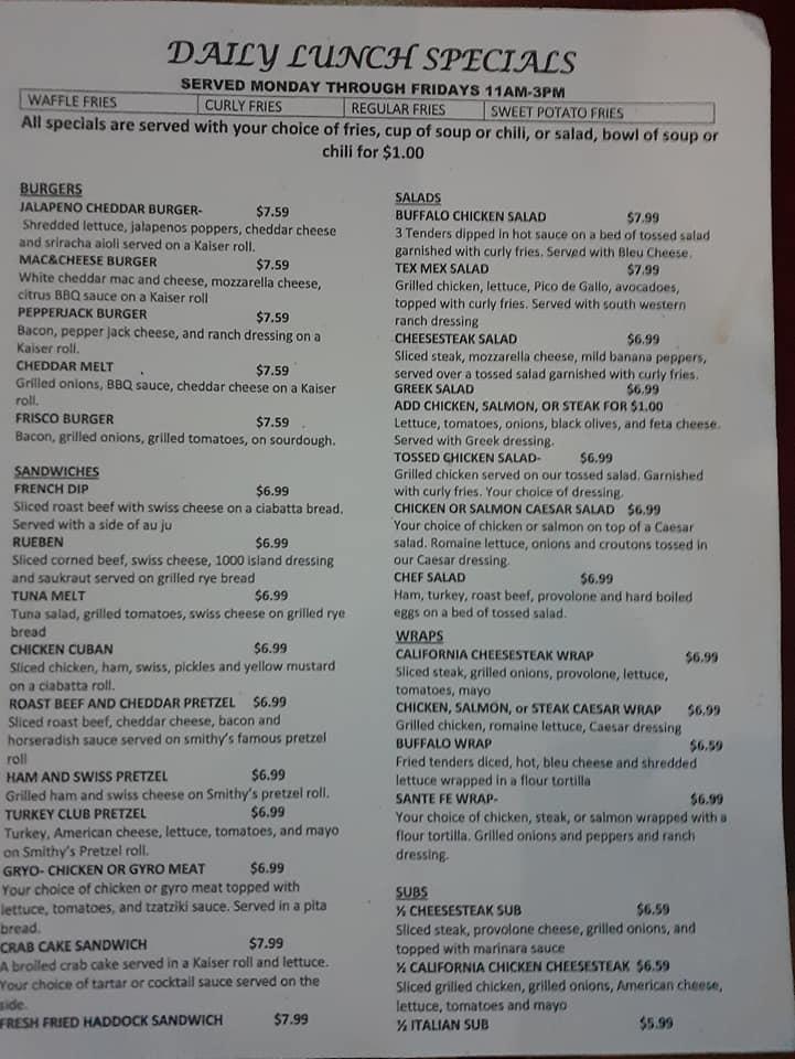 Menu at Underdog Sports Bar and Grill, Harrisburg