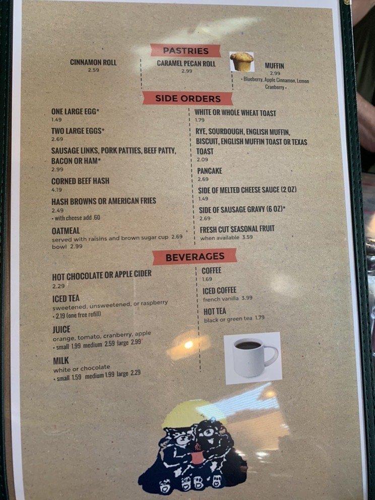 Menu at Cozy cottage cafe and fixins, Elcho