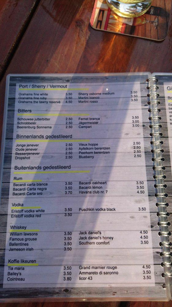 Menu at Eetcafé Simpel, Renesse