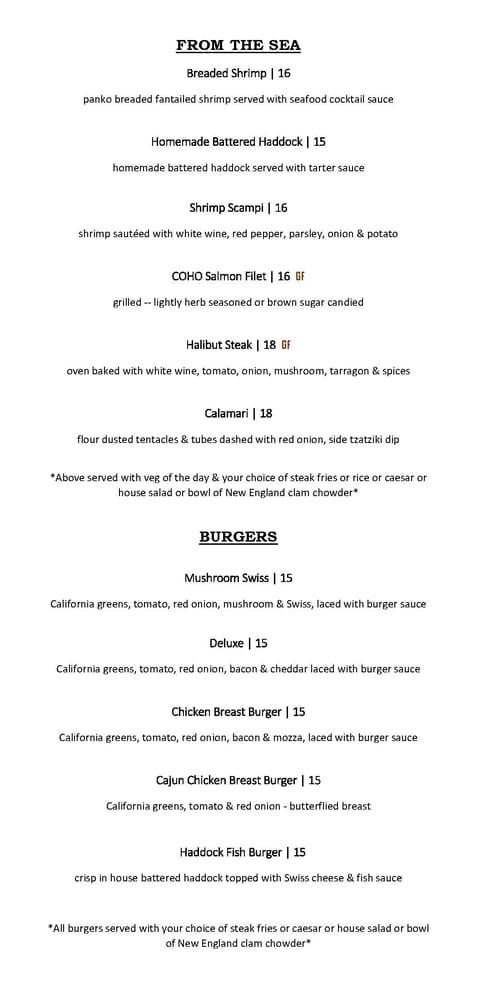 Menu at Lakeshore Restaurant, Regina
