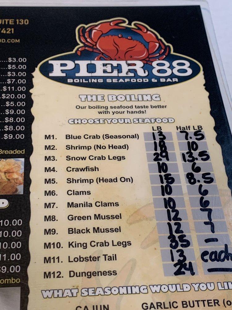 Menu at Pier 88 Boiling Seafood & Bar Chattanooga, Chattanooga