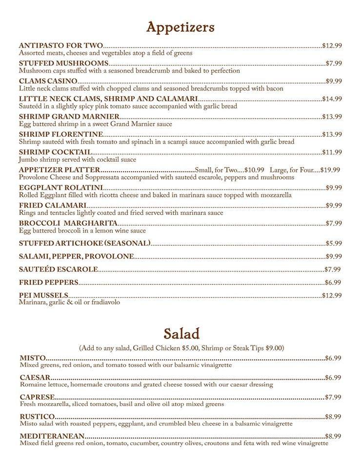 Menu at Sabatino's Restaurant, Wakefield, 330 Main St