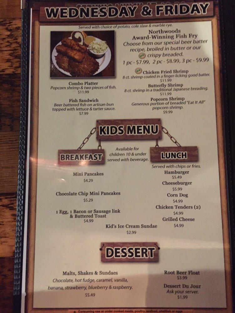 Menu at Tula's Cafe, Rhinelander