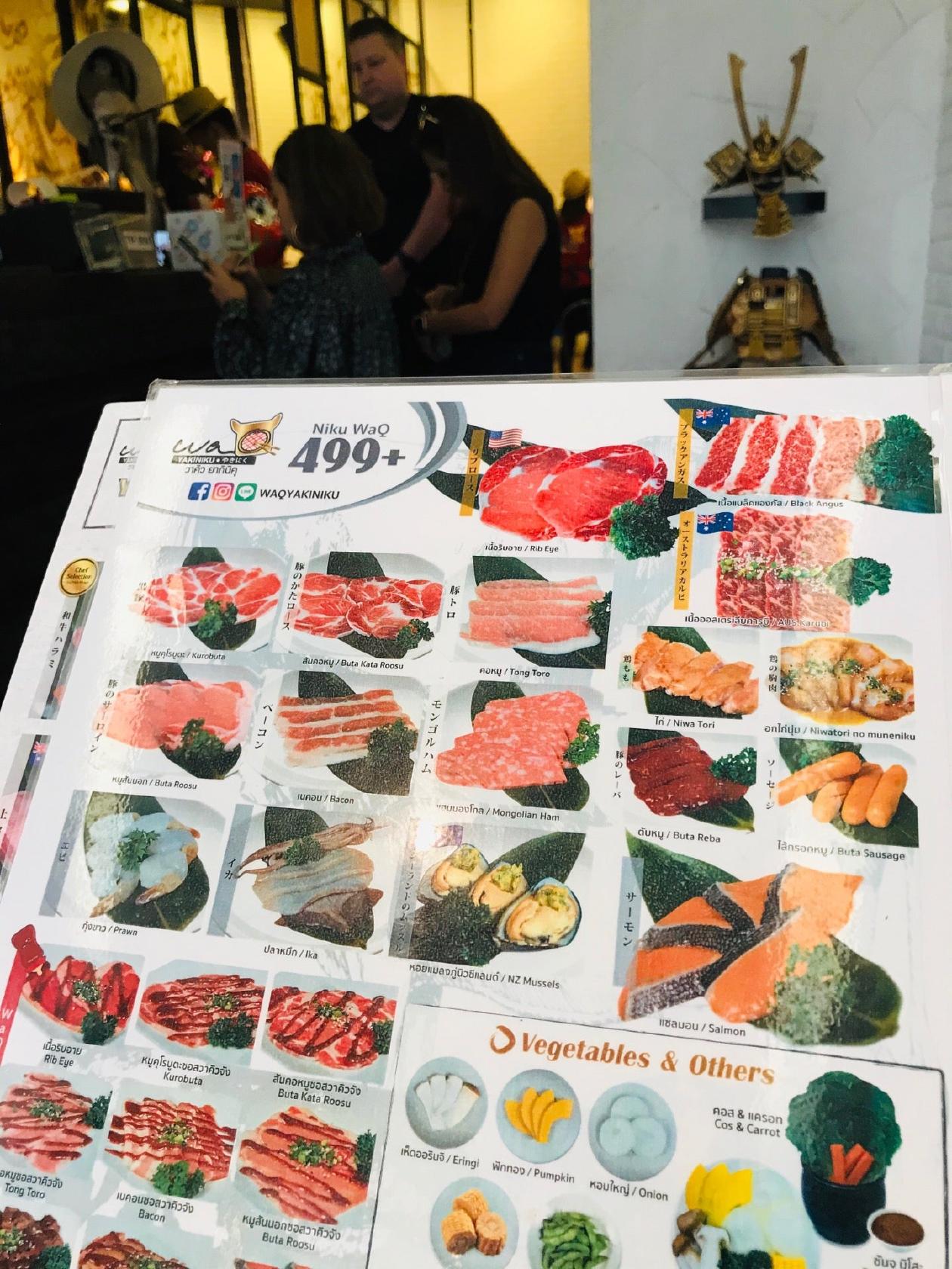 Menu at WaQ restaurant, Bangkok, 991 Rama I Rd