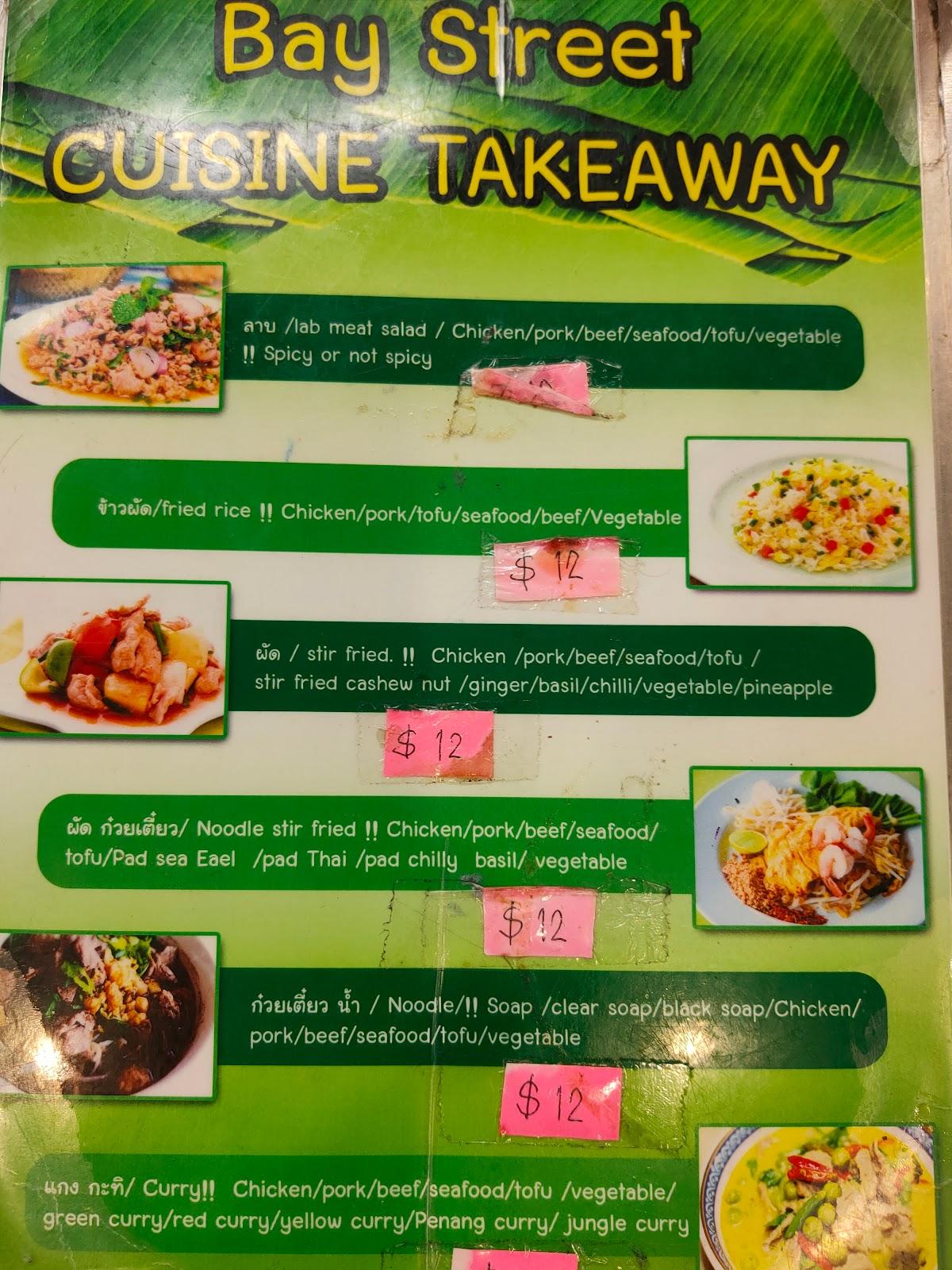 Menu at Bay Street Takeaway restaurant, Tweed Heads