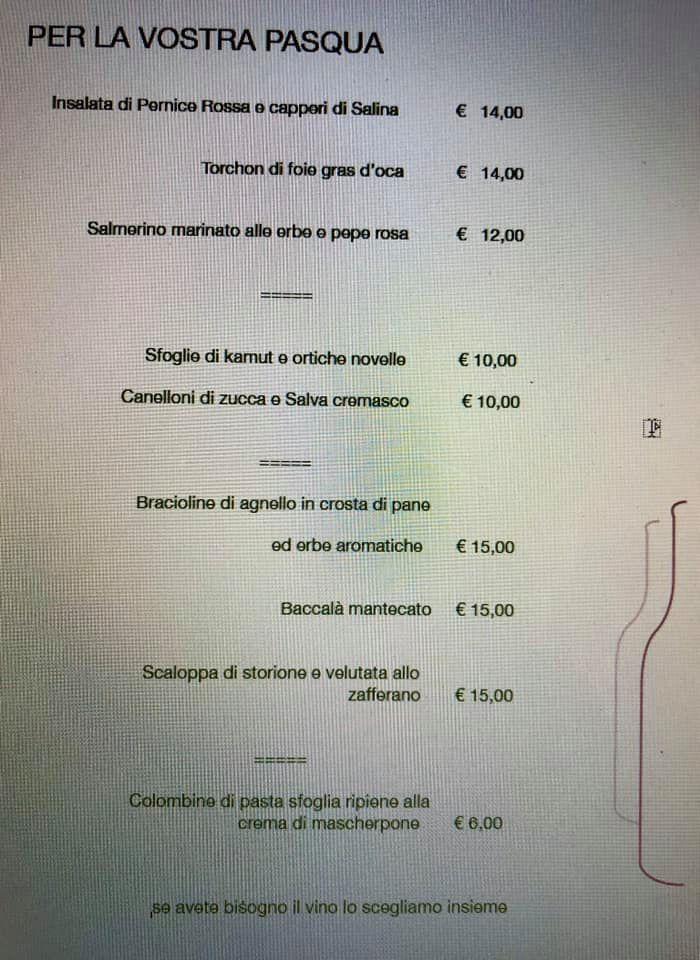 Menu da Da Giacomo ristorante, Pizzighettone