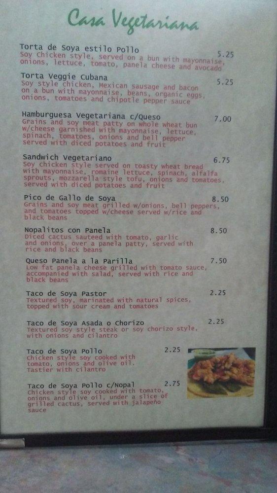 Menu at El Indio Cocina Mexicana restaurant, Chicago