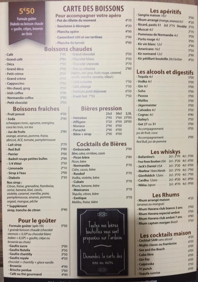 Menu at Le café crème, Caen