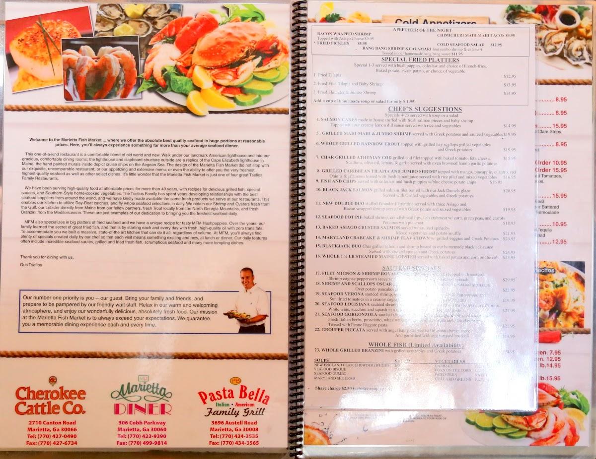 Menu at Marietta Fish Market restaurant, Marietta