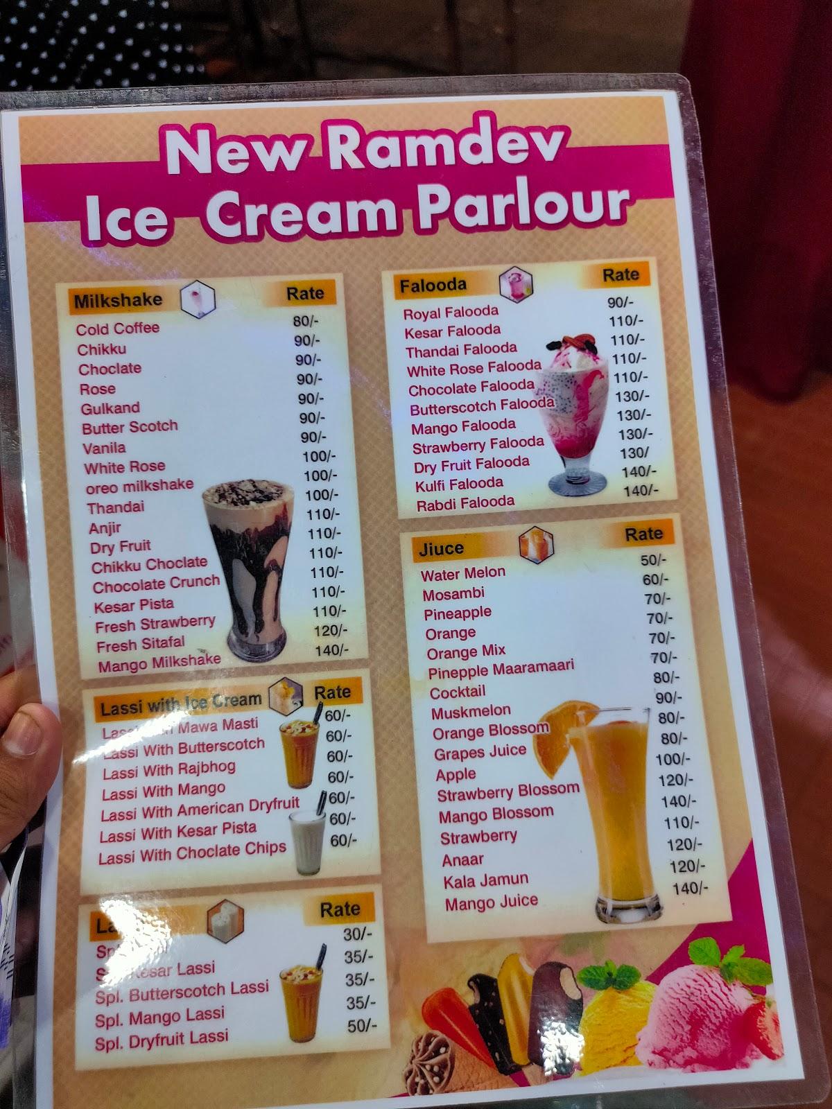 Menu at New Ramdev Ice Cream Parlour, Thane