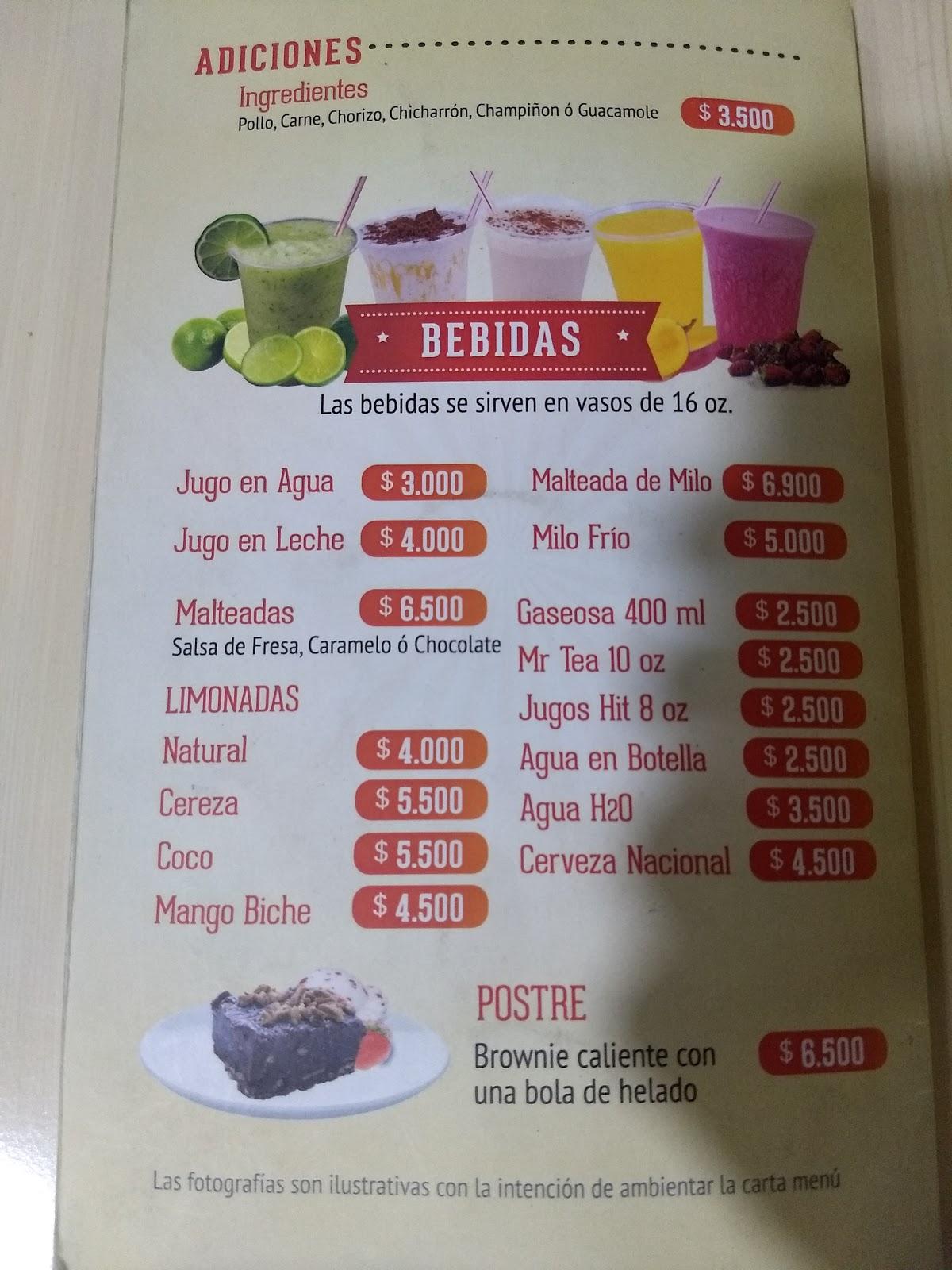 Menu at Que Arepa restaurant, Bello