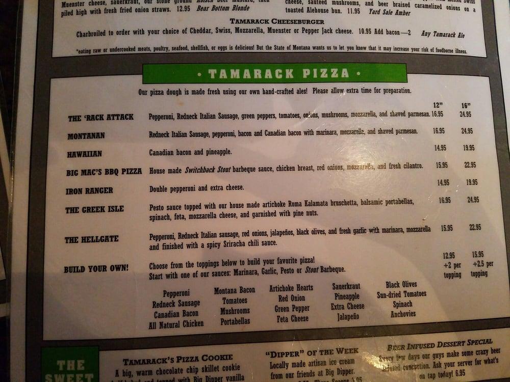 Menu at Tamarack Brewing Co pub & bar, Missoula