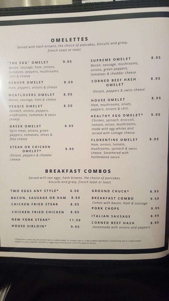 Menu at The Egg restaurant, Highlands Ranch