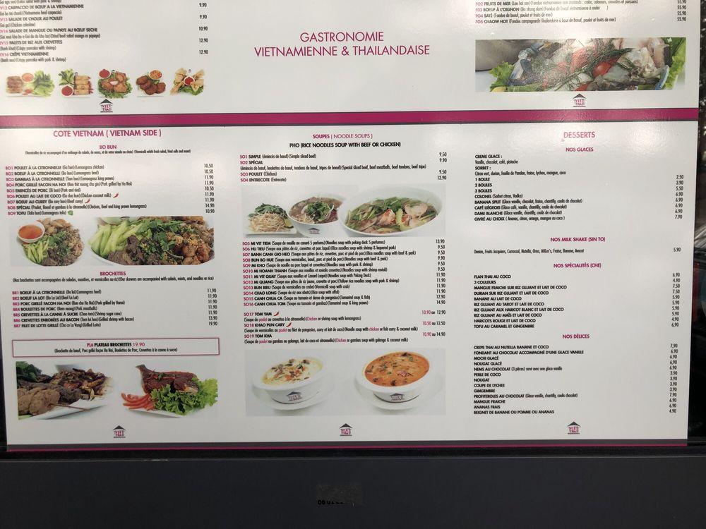Menu at Viet Thai restaurant, Paris