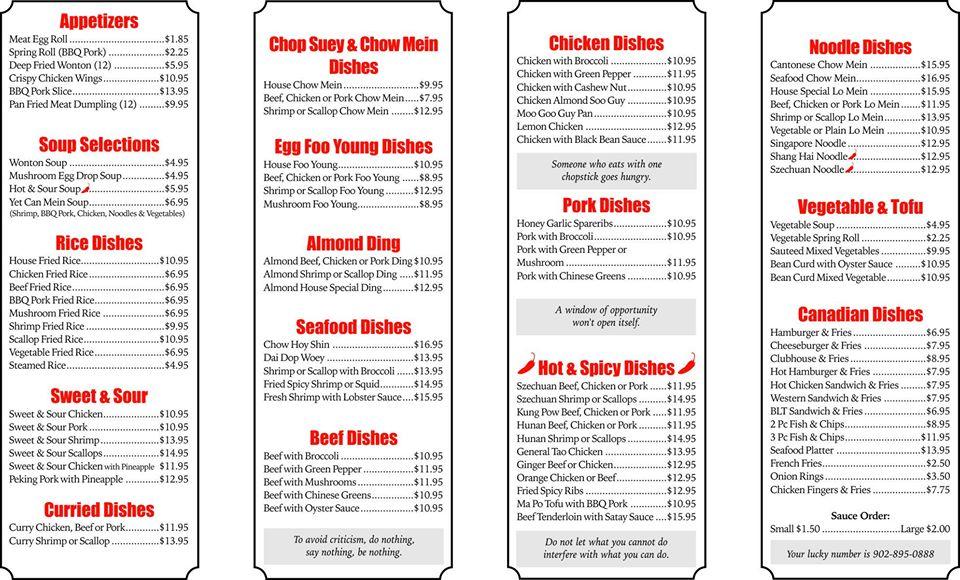 Menu at Golden Wu Restaurant, Truro