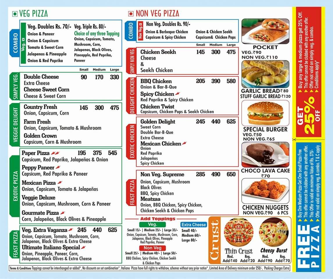 Menu at NEW ITALIANO PIZZA, Malout, New Italiano pizza