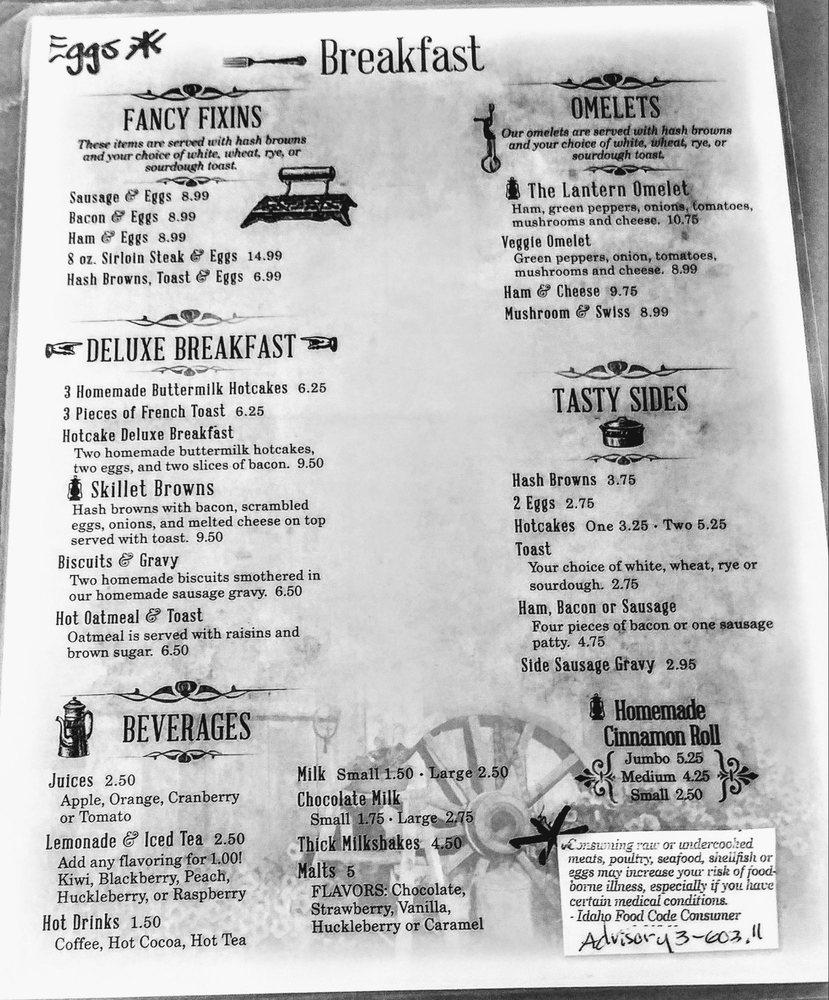 Menu at Rusty Lantern Diner restaurant, Ucon