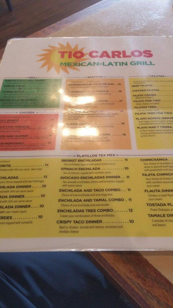 Menu at Tio Carlos Mexican Latin Grill pub & bar, Irving