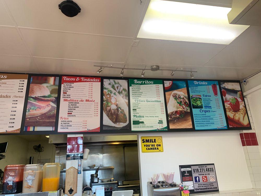 Menu at Tj Tortas & Tacos restaurant, San Diego