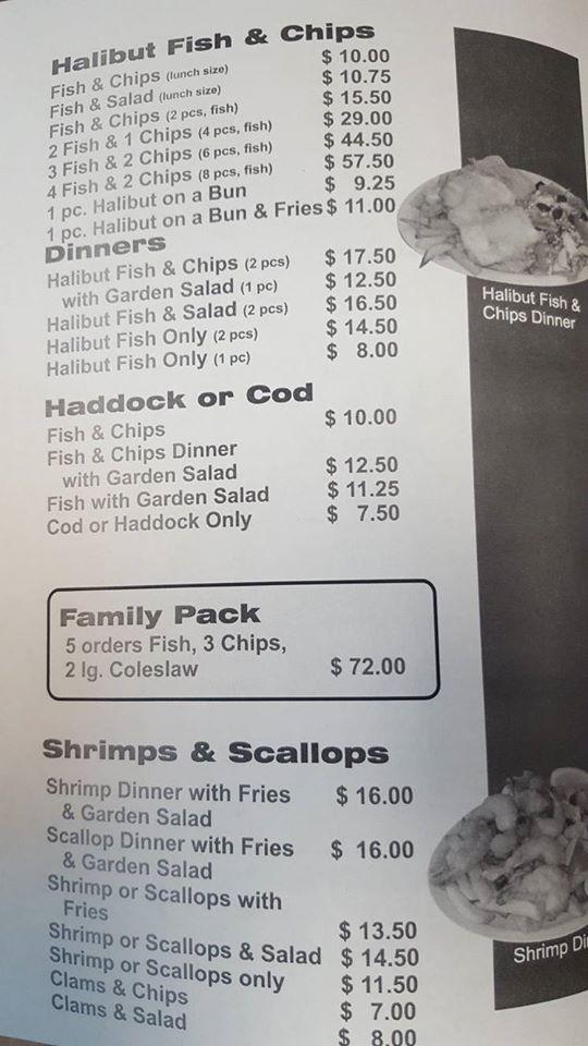 Menu at Captain George restaurant, Lindsay