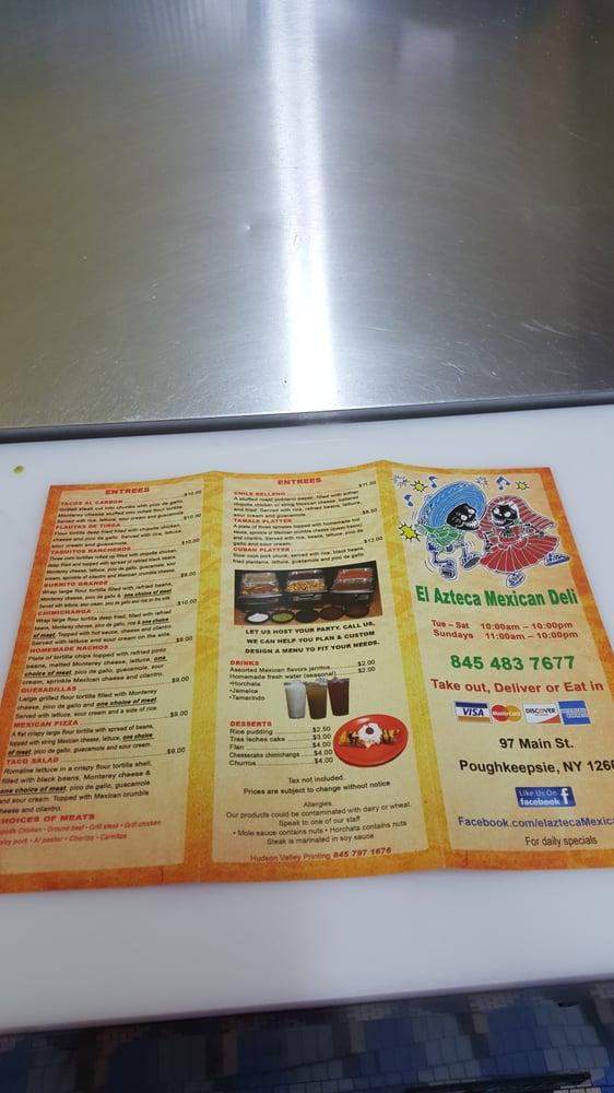 Carta del restaurante El Azteca Mexican, Poughkeepsie
