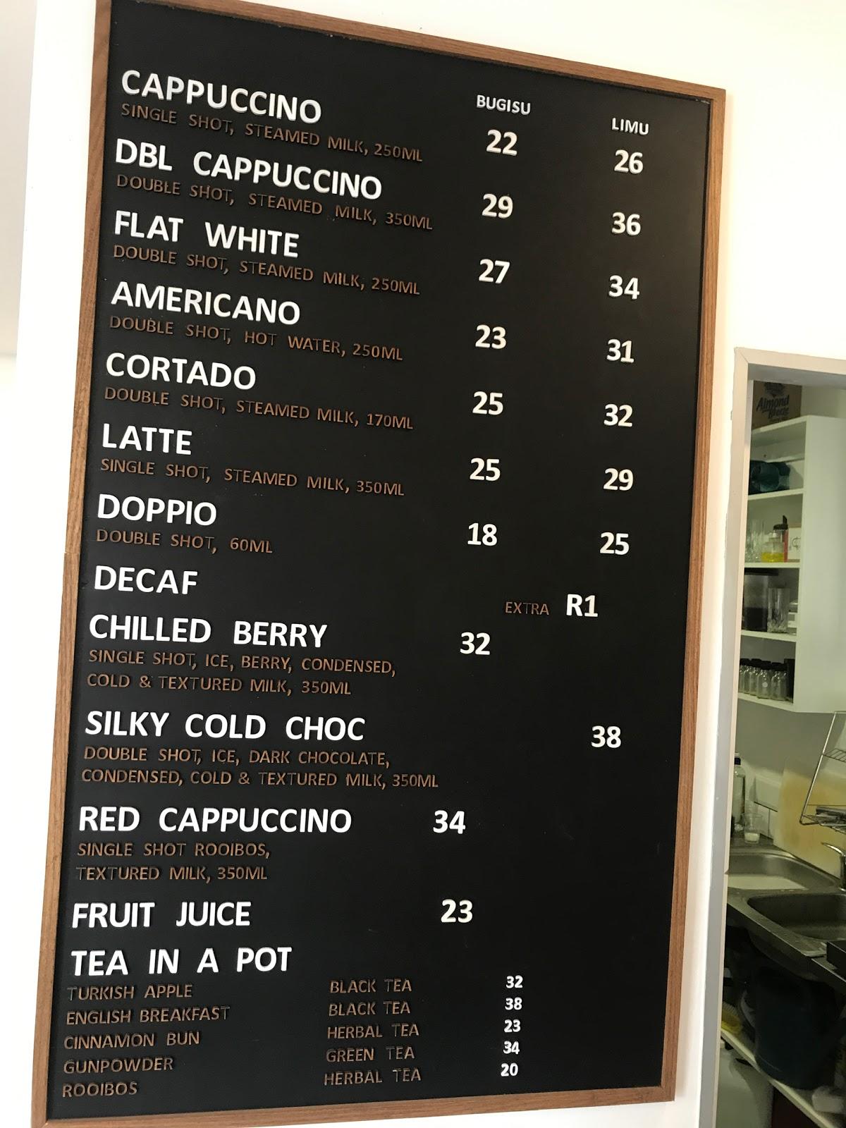 Menu at Ground Coffee House, Hilton