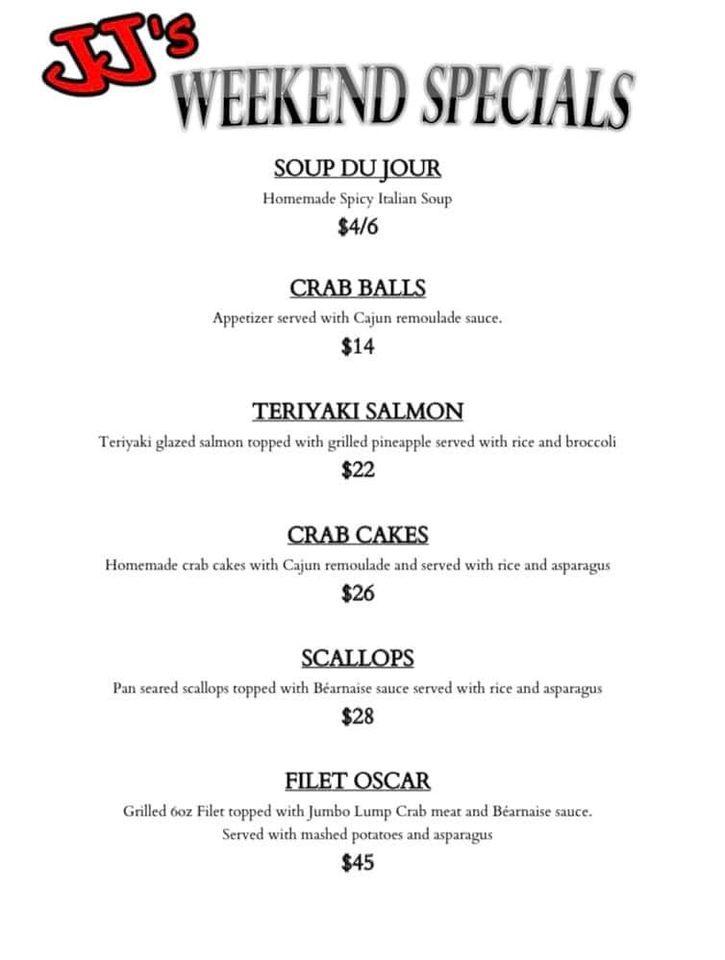 Menu at JJ's Restaurant & Sports Bar, Abingdon