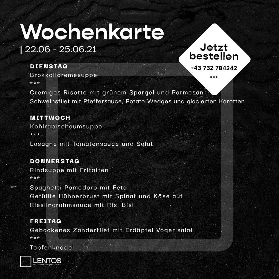 Menu at Lentos Restaurant, Linz
