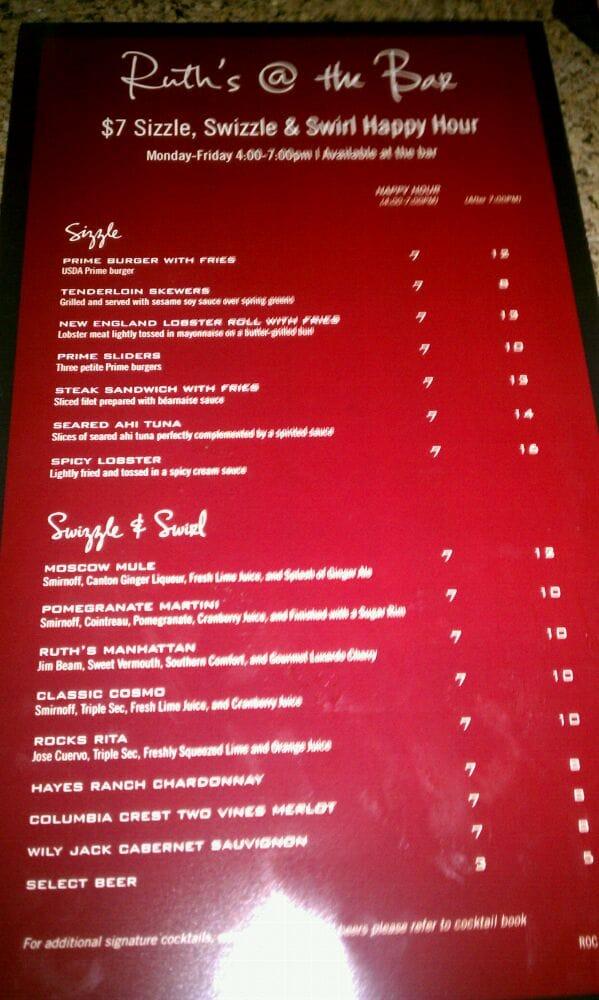 Menu at Ruth's Chris Steak House pub & bar, Roseville, Galleria Blvd ...