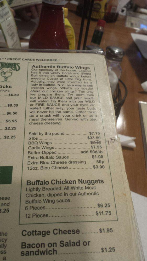 Menu at Schooners restaurant, Bloomington