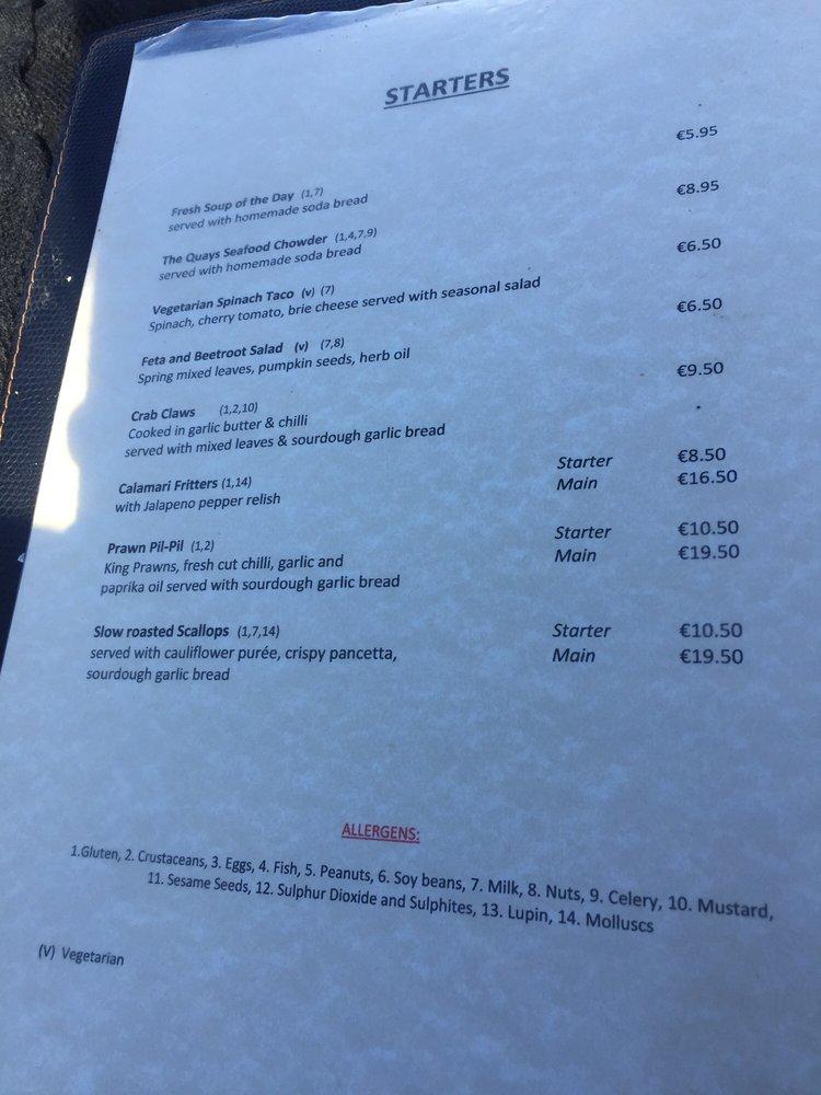Menu at The Quays Bar & Restaurant, Cobh