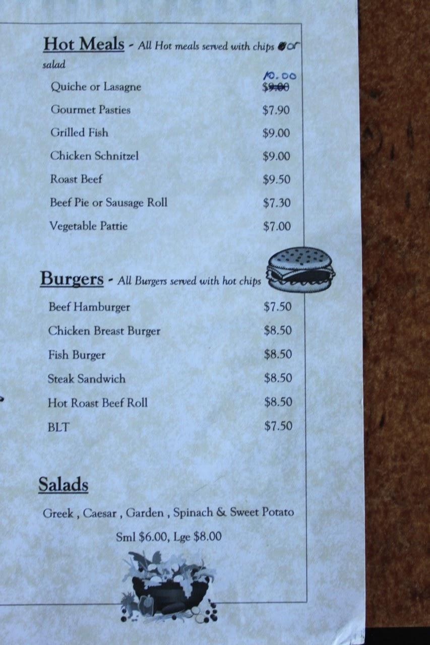 Menu at Cafe 31, Parramatta