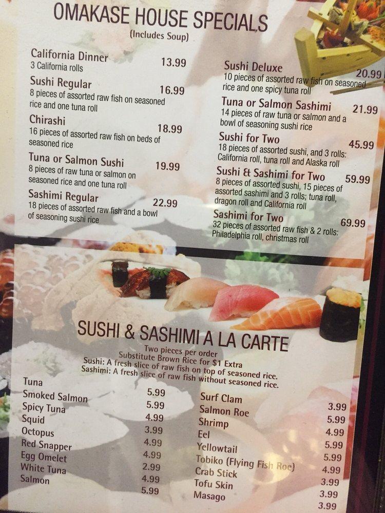 Menu at Hibachi One restaurant, Albuquerque