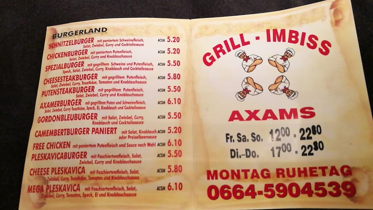 Menu at Imbiss restaurant, Axams