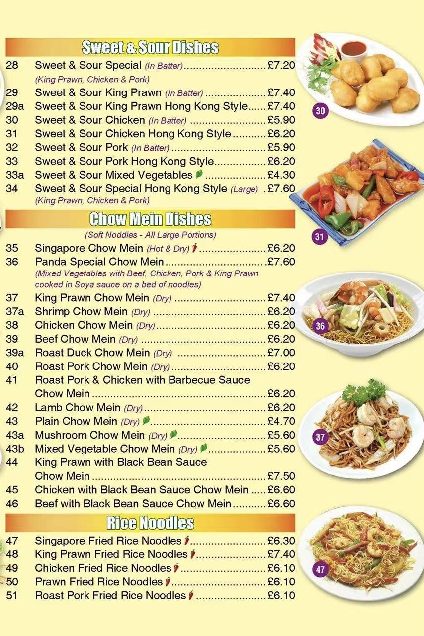 Menu at New Panda fast food, Ferndown