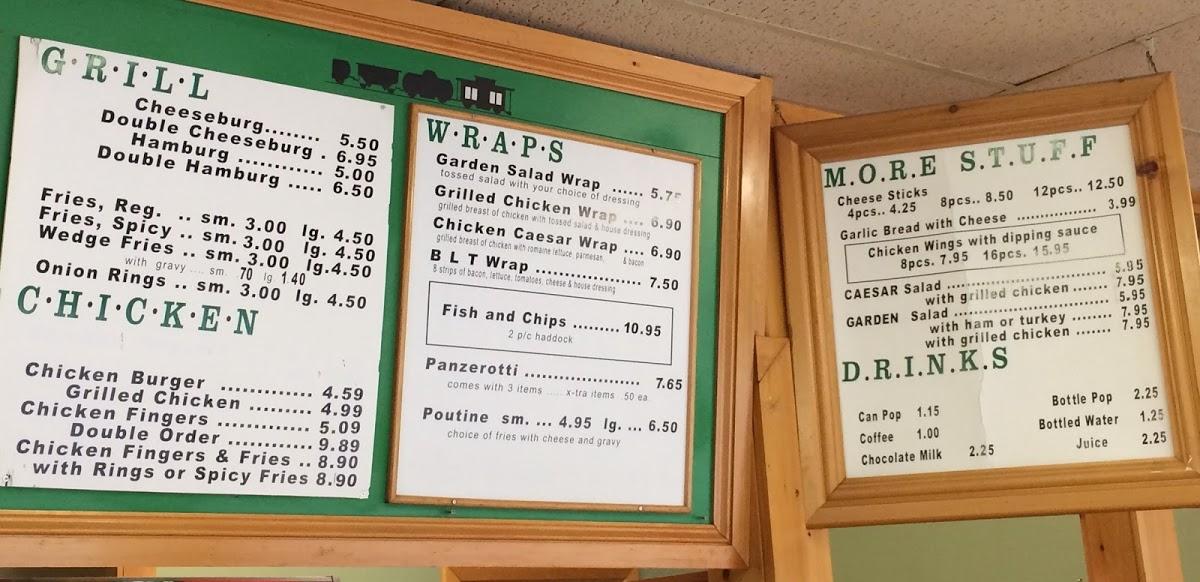 Menu at Pizza Train restaurant, Huron East