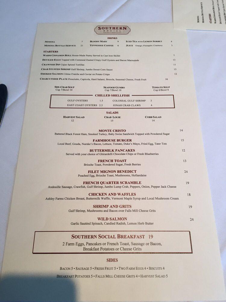 Menu at Southern Social pub & bar, Germantown, S Germantown Rd